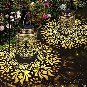 2 Pack Solar Lanterns Outdoor Waterproof, TYNLED Metal Solar Lantern Hanging Solar Outdoor Lanterns Solar Powered Outdoor Lanterns for Garden Patio Pathway Yard Porch
