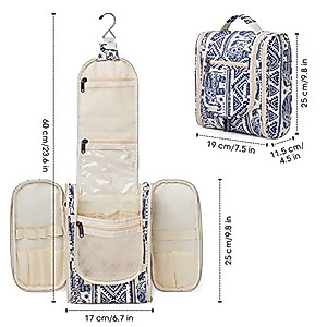 Narwey Small Hanging Toiletry Bag Women Travel Makeup Bag Organizer Toiletries Bag for Travel Size Essentials Accessories Cosmetics (Medium, Elephant)