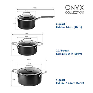 TECHEF - Onyx Collection - 5-quart Soup Pot with Glass Lid, coated with New Teflon Platinum Non-Stick Coating (PFOA Free) (5-quart)