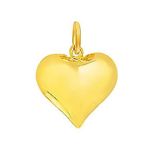 JewelStop 14k Yellow Gold Puffed Heart Love Charm Pendant