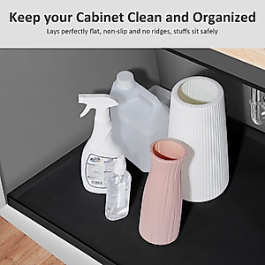 DELAM Under Sink Mat for 36" Cabinet, Hold Up to 3.3 Gallons, Silicone Waterproof Mat, Kitchen Cabinet liner, Under Sink Tray for Drips Leaks Spills, Flexible, No Slip, Easy to Clean, Black 34.25"x22"