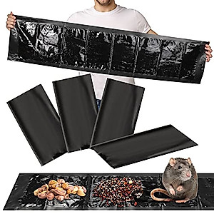 Sticky Mouse Trap Mouse Glue Traps Sticky Rat Trap That Work for Trapping Snakes Rats Spiders Roaches Rodents 47 Inch Large Heavy Duty Pre Baited Mats Indoor Outdoor Catch Pest Trap (Black, 4 Pcs)