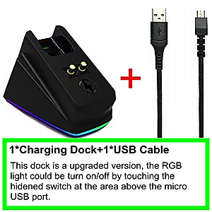 Charging Dock for Razer Wireless Mouse Viper Ultimate Naga pro DeathAdder V2 Pro and Basilisk Ultimate RGB Lights Can Be Turn Off (USB Cable Included)