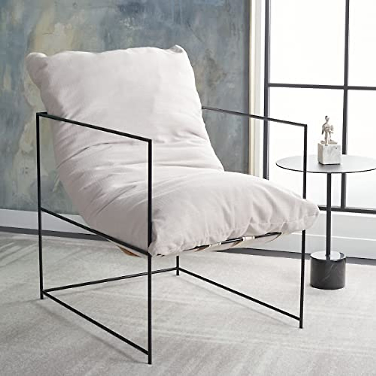 Safavieh Home Collection Portland Metal Ivory and Black Pillow Top Accent Chair