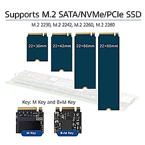 ACT Aluminum M.2 SATA and NVMe External SSD Enclosure, USB C 3.2 Gen 2, 10Gbps Transfer Rate, M-Key/B+M Key, M2 SSD Enclosure for Size 2230/2242/2260/2280 – AC1605