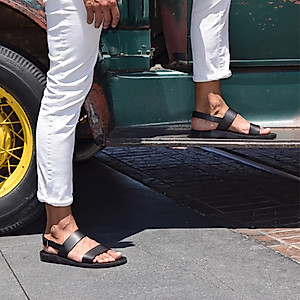 Golan - Leather Two Strap Sandal - Mens Sandals Black