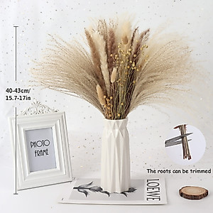 JFNDUIFEI 65 pcs Pampas Grass Decor Tall,Natural Dried Pampas Grass Fluffy for Flower Arrangements Home Decor,17inch Pampas Grass Plants for Home Garden Party Wedding Decor