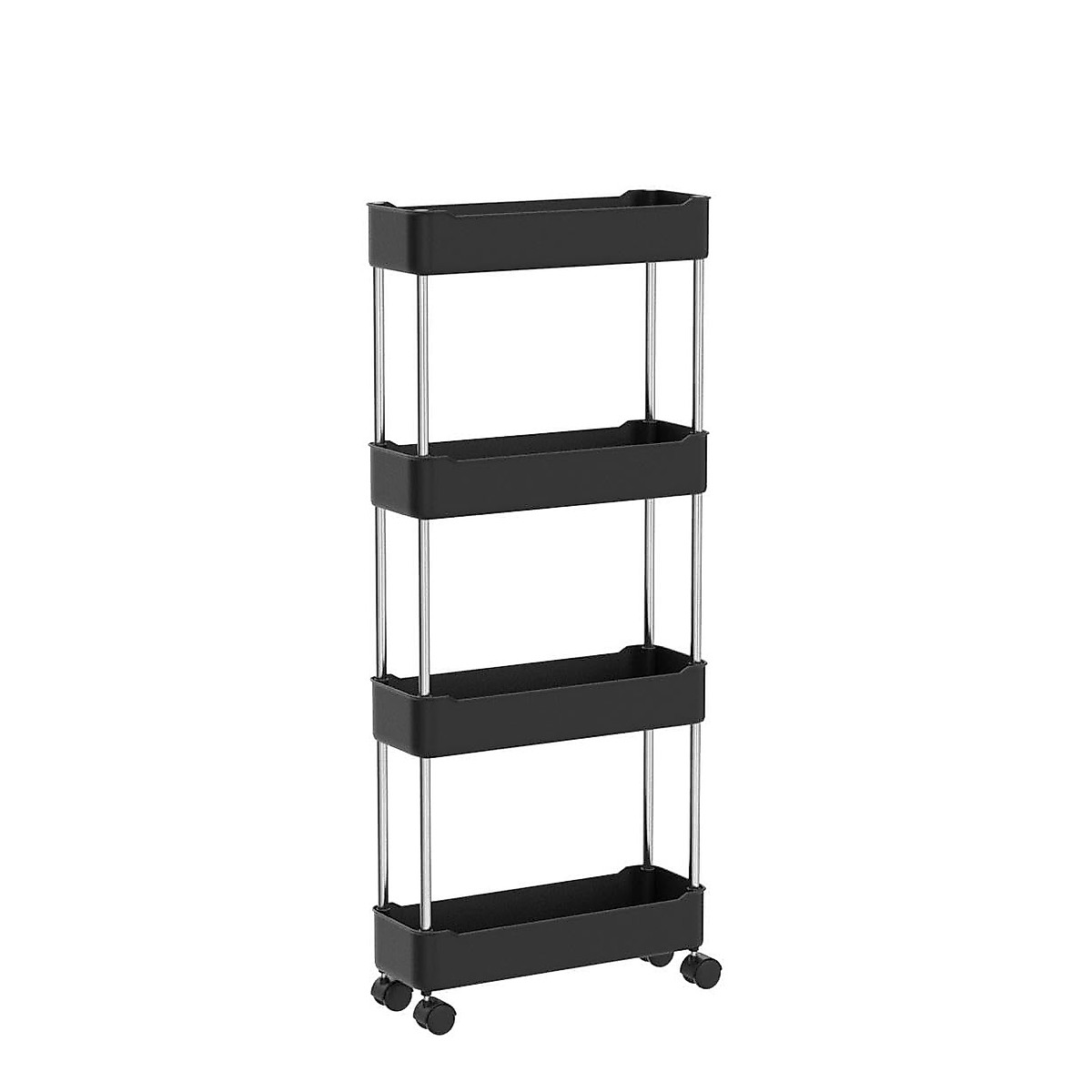 Generic Slim Rolling Storage Cart for Laundry Room Organization, 4 Tier Assemble Mobile Shelving Unit with Wheels Rolling Utility Cart Storage Rack for Kitchen