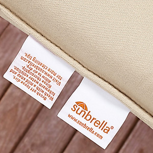 Sorra Home Sunbrella Indoor/Outdoor Cushion Corded Chair Pad Set, 19 in x 17 in x 2 in, Spectrum Denim/Cast Pumice 2 Count