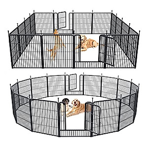 Musen Dog Playpen Outdoor, 16 Panels Dog Pen 32" Height Dog Fence Exercise Pen with Doors for Large/Medium/Small Dogs, Portable Pet Playpen for Yard, RV, Camping, Hammer Paint Finish (Patent Pending)