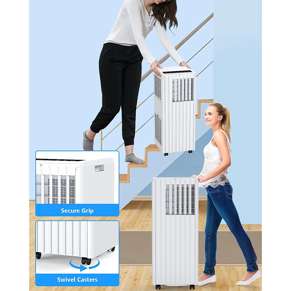 DEXSO Portable Air Conditioner 8000BTU(ASHRAE),Remote Control AC with Dehumidifier and Fan,Portable Air Conditioner for Small Medium Rooms,Cooling Area up to 300 Sq.Ft