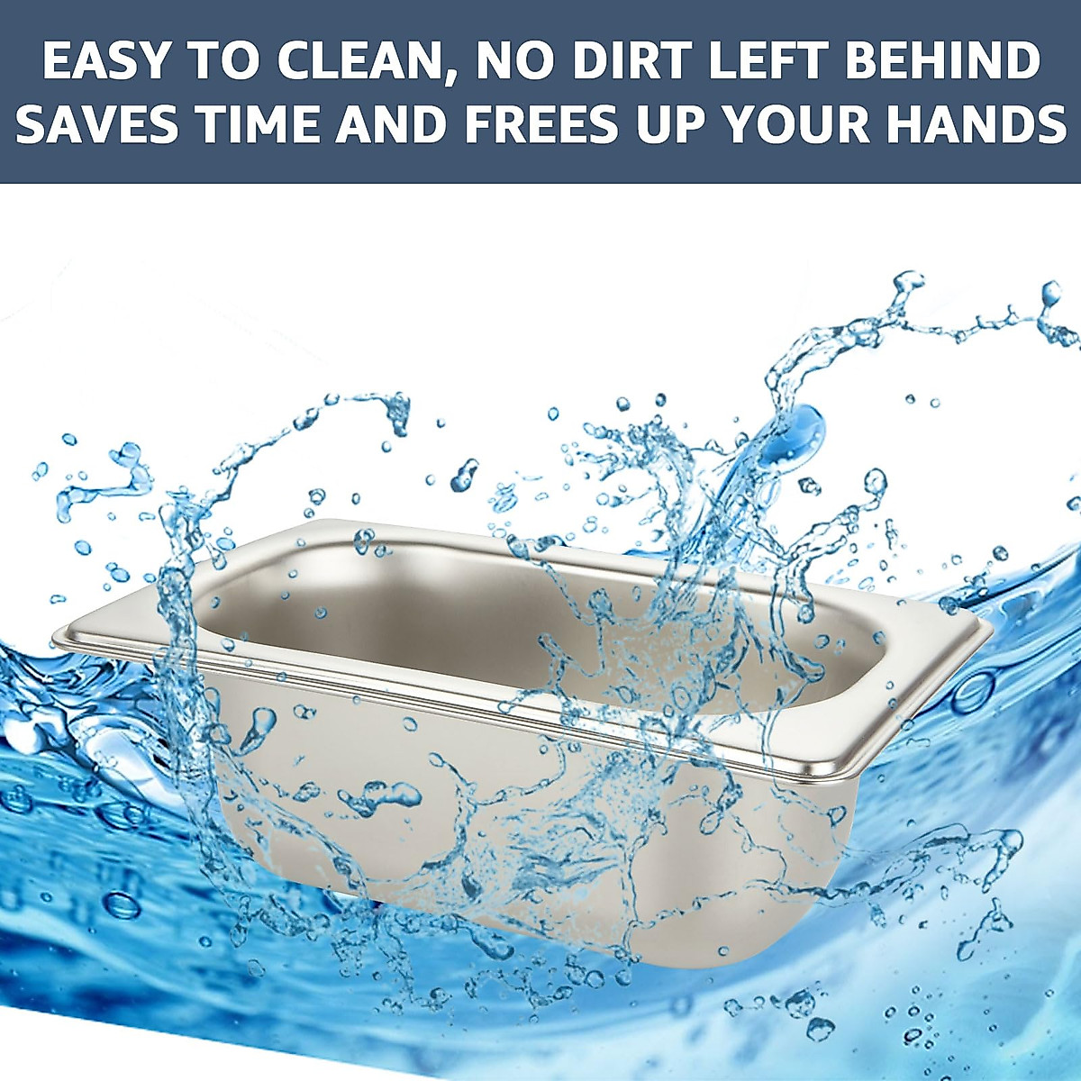 Oungy 8 Pack Hotel Pans 1/9 Size 2 1/2 Inch Deep Anti Clogging Stainless Steel Chafing Steam Table Pans Commercial Catering Storage Metal Food Pan for Hotel Restaurant Buffet