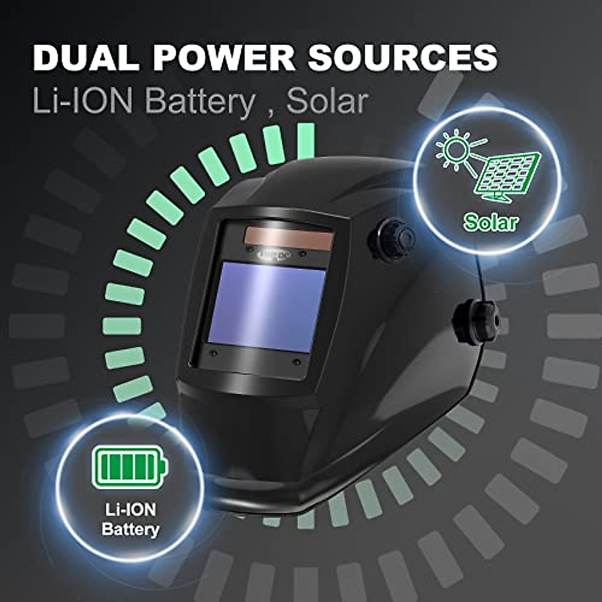 TOPDC Large Viewing Screen 3.94" x 2.64" Auto Darkening Welding Helmet, Solar/Battery Powered Welder Mask, Weld Hood 4 Arc Sensor Wide Adjustable Shade DIN 4/5-9/9-13 for MIG, TIG, ARC