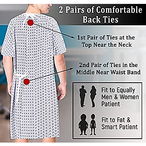 RUVANTI 4 Pack Hospital Gowns for Women/Men - Medical Patient Gowns for Elderly Women - Plus Size Gowns for Home Care - Labor and Delivery/Nursing - Comfortably Fits Sizes up to 2XL
