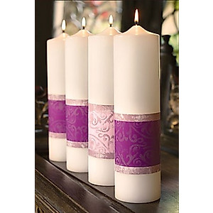Candle - Advent Pillars - Emmanuel - 3 x - 12-3 Purp/1 Pnk