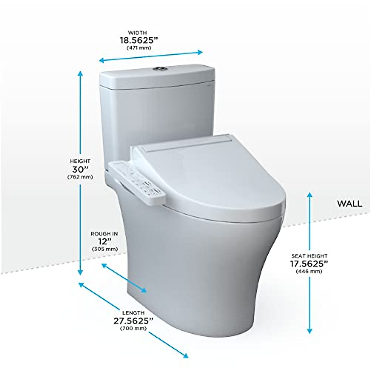 Aquia IV 2-Piece 0.8/1.28 GPF Dual Flush Elongated ADA Comfort Height Toilet in Cotton White, C2 Washlet Seat Included
