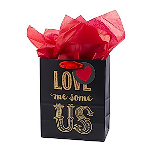 Hallmark Mahogany 9" Medium Gift Bag with Tissue Paper (Love Me Some Us) for Anniversary, Valentines Day and More