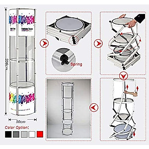 81 in Portable Display Case Set 5-Layer Circle Quick Installation Potable Twister Tower Portable Trade Show Counter with Twist and Fold Design- Stand Only (White)