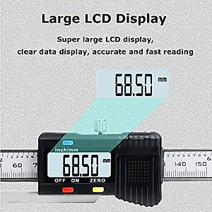 Digital Elevation Marker with Measuring Height 150mm, Magnetic Feet, Millimeter/Inch Conversion, Stainless Steel Base, Depth Gauge Measuring Gauge for Marking On Workpieces