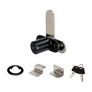 Xnrtop Cam Locks Cabinet Locks Keyed Alike， Cylinder Length Fits on 0.4'', Secure File Drawer Mailbox RV Storage Tool Box Replacement Lock Set, Zinc Alloy(5/8 Inch 6Pcs) (Black, 19mm)