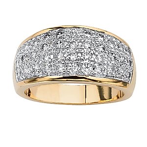 PalmBeach Yellow Gold-plated Round Cubic Zirconia Dome Pave Ring Sizes 6-10 Size 6