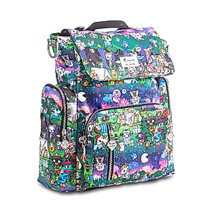 JuJuBe x Tokidoki Diaper Backpack + Messenger Bag, Be Sporty | Multi-Functional, Lightweight, Durable + Travel Friendly | Camp Toki