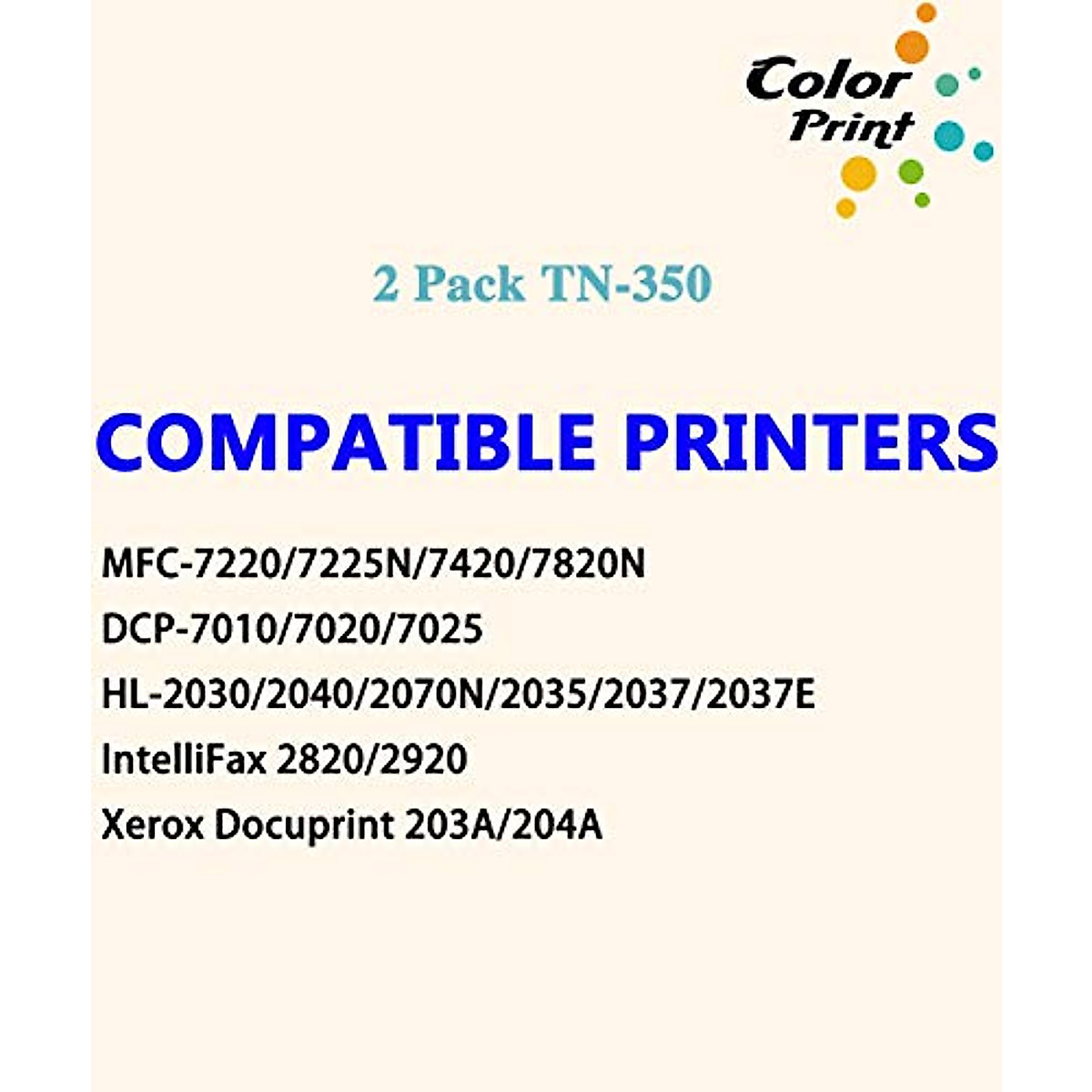 2-Pack ColorPrint Compatible Toner Cartridge Replacement for Brother TN350 TN-350 TN 350 Used for DCP-7020 HL-2040 HL-2070N MFC-7220 MFC 7225N 7420 MFC-7820N IntelliFax 2820 2920 Printer (2X Black)