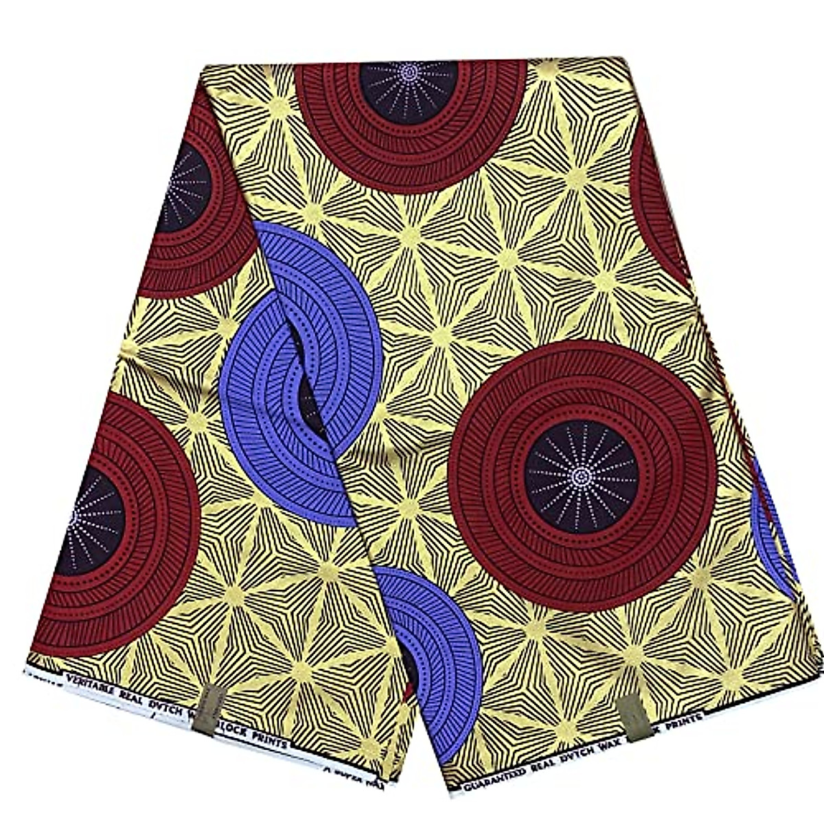 African Fabric by The Yard 6 Yards One Piece 100% Cotton African Print Fabric African Kente Soft Cloth (P027)