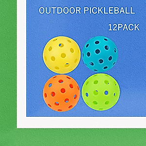 jehezkel 12 Pack Pickleball Balls, 40 Holes Pickleballs for Outdoor or Indoor, Pickle Ball Set, Durable, Hard Bounce, High Elasticity, USAPA Standard