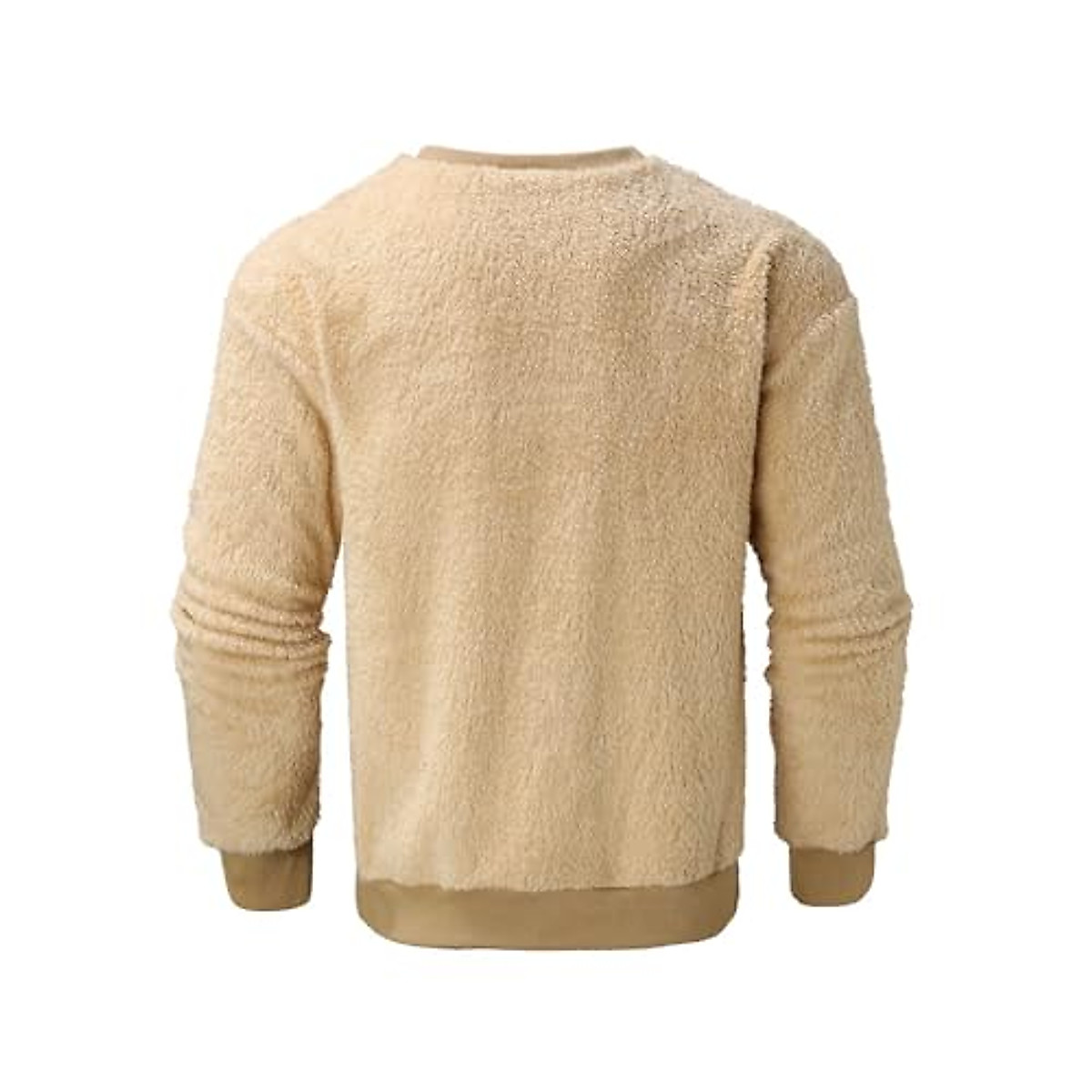 lisenraIn Men's Sherpa Hoodie Fuzzy Pullover Long Sleeve Kangaroo Pocket Hoodie Autumn Winter Hooded Sweatshirt (Khaki-no hood or pocket, XL)