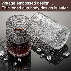 Consou Large Glasses Set of 6, 15 oz Hobnail Glassware Thick Glass Heavy Base