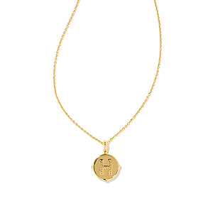 Kendra Scott Letter H 14k Gold-Plated Brass Disc Reversible Pendant Necklace in Iridescent Abalone, Fashion Jewelry for Women