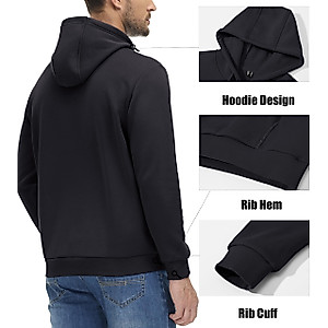 MAGCOMSEN Mens Sweatshirts Hoodies Athletic Hoodie Casual Sweatshirts Pullover Plain Blank Cotton Sweatshirts Black XL
