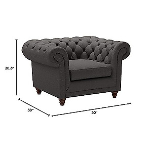 Amazon Brand – Stone & Beam Bradbury Chesterfield Classic Chair, 50"W, Pepper