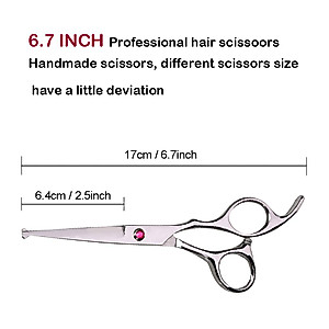 Hair Cutting Scissors Set Professional Kids/Women/Men 6.5 inch Saftey Round Head Hair cut Scissors Kit with Cutting Scissors Thinning Scissors Hairdressing Shears Set for Barber Salon （red）
