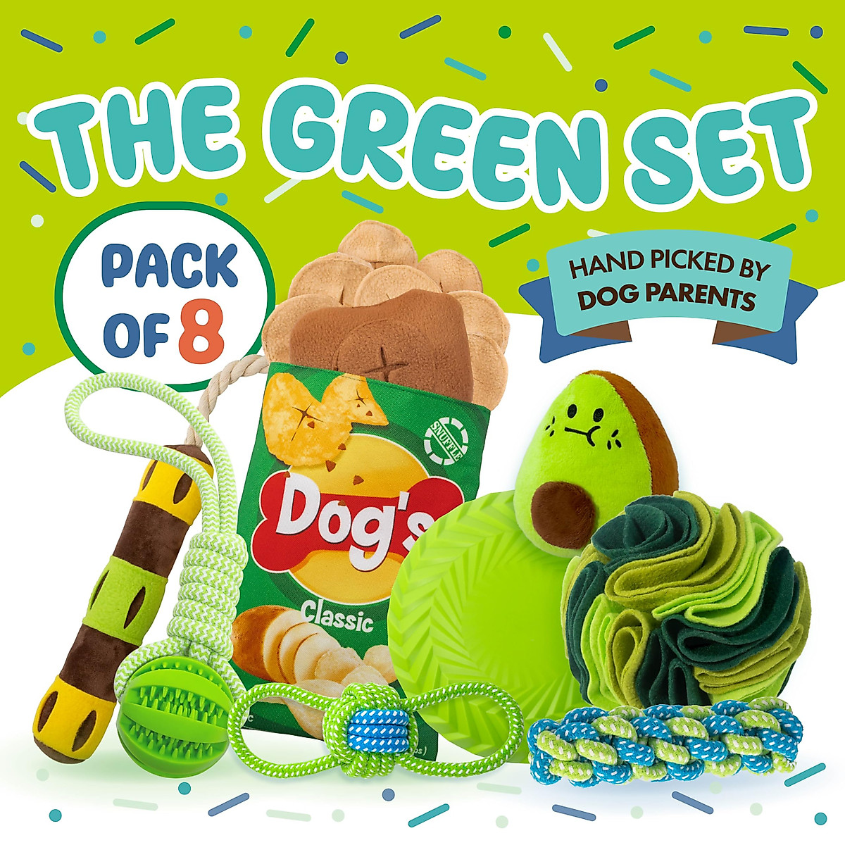 9 Pack Small Dogs Squeaky Toys, Sniffing Interactive Puzzle Ball, Dog Rope Toys, Floatable Flying Disc, Teething Toys, Slow Feeding Training For Small/Medium Breeds, Full Package For New Puppy At Home