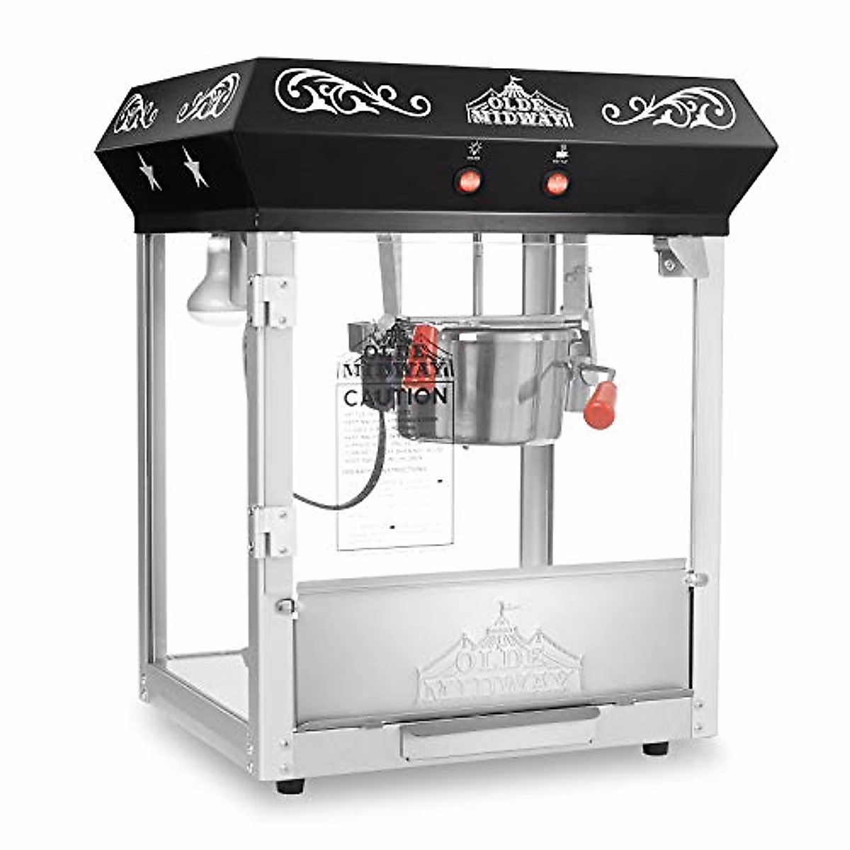 Olde Midway Bar Style Popcorn Machine, 4-Ounce Popcorn Maker Popper, Black