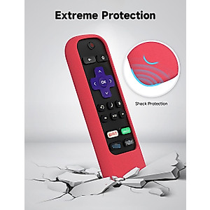 Roku Voice Remote Cover for Roku Voice Remote Pro 2nd Ed(2024), Roku TCL RC580,Stick 4k+,RCA1R 2022,RCAL7R Remote Shockproof Silicone Protective Case for Streaming Stick 4K with Remote Loop(Red)