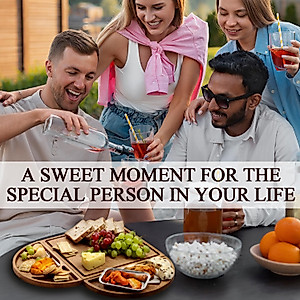 Jiulory Premium Solid Wood Charcuterie Board Gift Set - Extra Large Magnetic Cheese Board Wooden Tray Serving Platter Housewarming, Christmas, and Valentine's Gifts