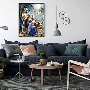 Nativity Scene Diamond Paintings Kits for Adults, Christmas Jesus was Born Diamond Art Kits Full Drill Diamond Dots Paint with Diamonds Gem Arts and Crafts for Beginner Home Religious Wall Decor