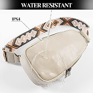 JXWENBYX Sling Bag for Women PU Leather Sling Bag Small Crossbody Sling Backpack Fashion Chest Bag for Traveling Hiking (Beige)