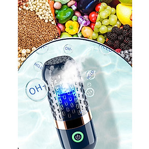 BCRTO Vegetable and Fruit Cleaner Machine, Aquapur Water-Proof Fruit Cleaning Device with OH-ion Purification Technology 250min Working time and Wireless Charging, for Cleaning Fruit, Grain,Meat