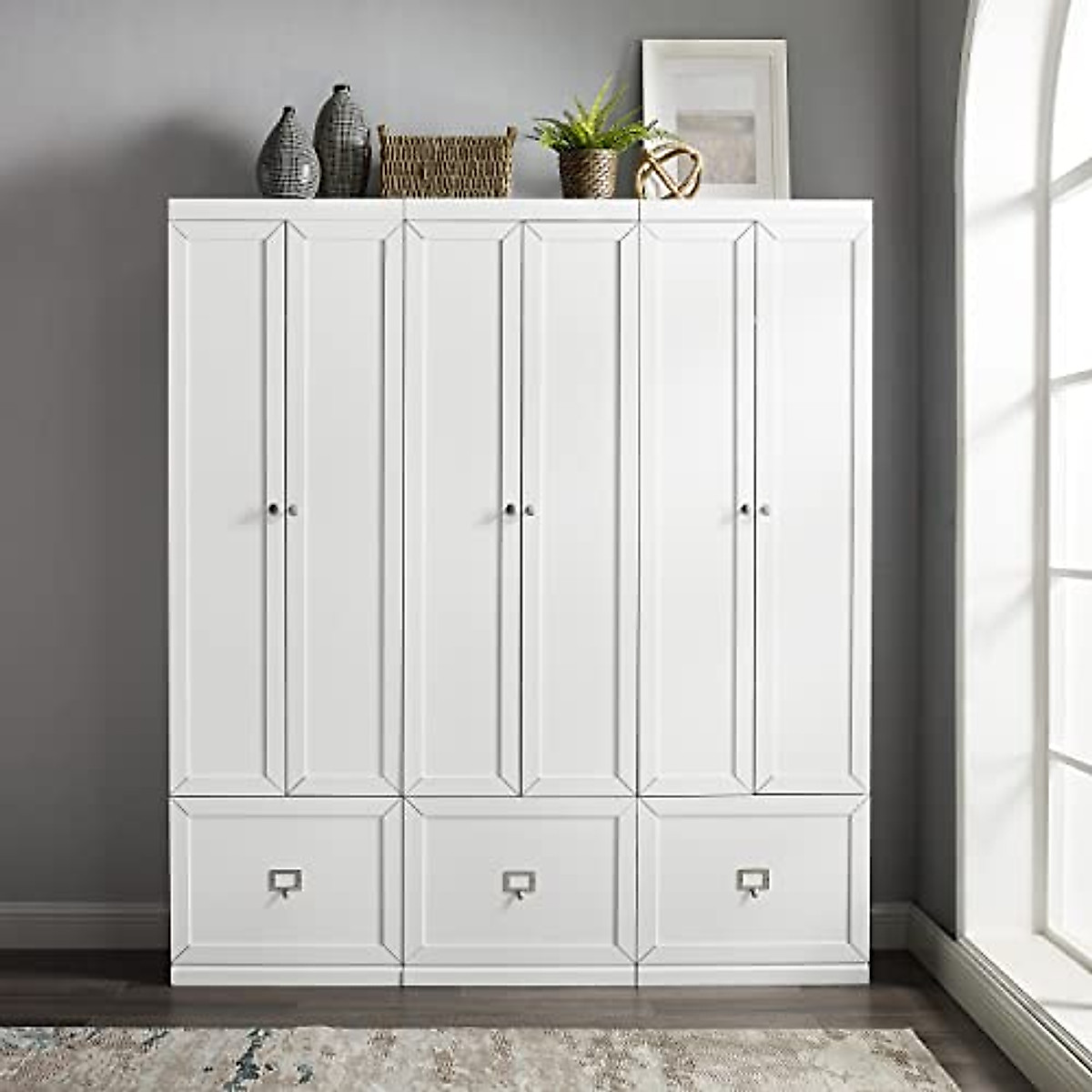 Crosley Furniture Harper 3-Piece Entryway Set with 3 Pantry Closets, White