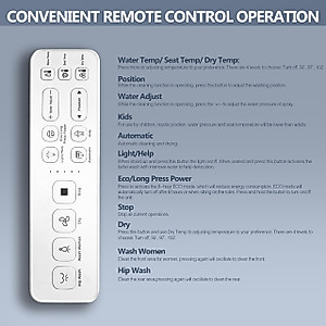 WLJBIDET Smart Bidet Toilet Seat Elongated Remote Control, Electronic Heated Seat with Unlimited Bidet Warm Water Cleaning, Warm Air Dryer, LED Night Light, Toilet Seat Slow Close, Display Screen