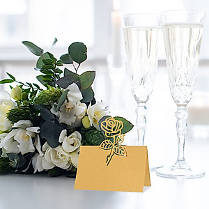 Pack of 50 Rose-Shaped Hollow Place Cards Wedding Table Number Name Place Card Laser Cut Rose Flower Place Cards for for Wedding Party Banquet Table Setting Baby Shower Bridal Shower - Red