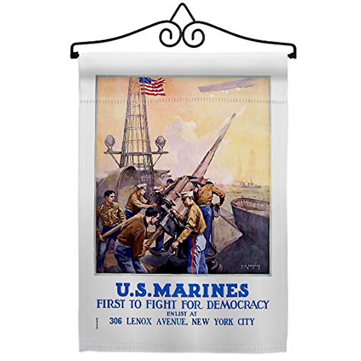 US Brotherhood First to Fight Garden Flag Set Wall Hanger Armed Forces Marine Corps USMC Semper Fi United State American Military Veteran Retire House Banner Small Yard Gift Double-Sided, Made in USA