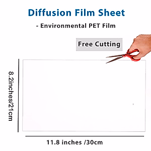 Adhesive Diffusion Film 8.2x11.8inches/ 21x30cmSheet Lighting Dimming Diffuser Filter for Softening Led Lights, 3 Pack