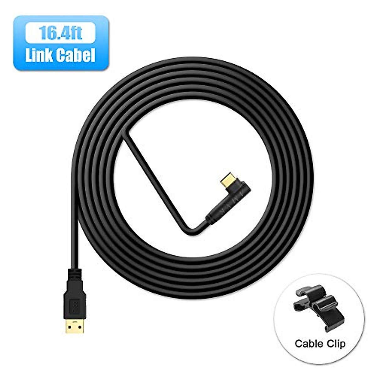 Dengofng 16FT with Fixing Clip VR Headset Accessories Black Link Cable for Oculus Quest 2