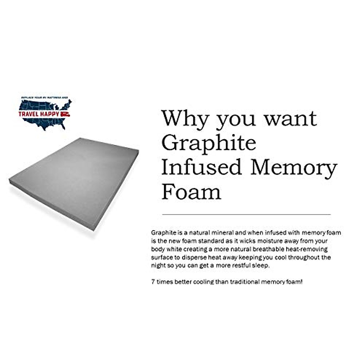 Travel Happy (Custom Size Requests) with A 10 INCH Any King Size New Cooler Sleep Graphite Gel Memory Foam Mattress with Premium Textured 8-Way Stretch Cover Made in The USA