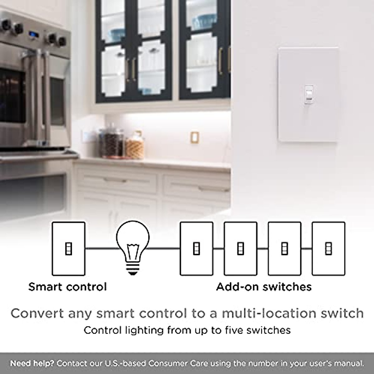 Enbrighten Add-On Switch QuickFit and SimpleWire, In-Wall Toggle, Z-Wave ZigBee Wireless Smart Lighting Controls, NOT A STANDALONE Switch, 46200